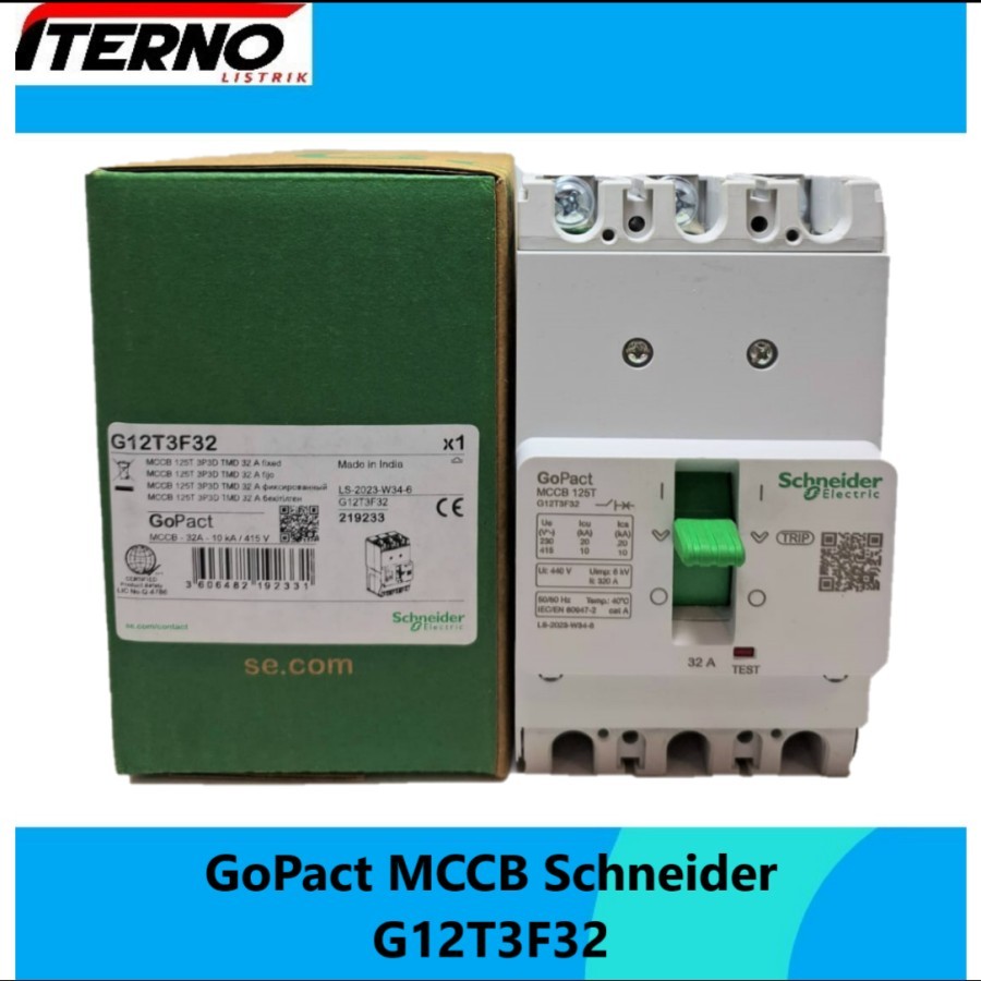 Jual GoPact MCCB 3P 32A G12T3F32 10kA Schneider NFB Fixed Thermal ...