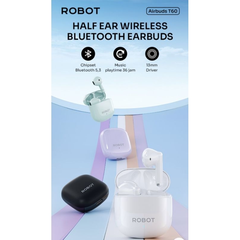 Jual TWS ROBOT T60 Earbuds Earphone Bluetooth Bergaransi | Shopee Indonesia