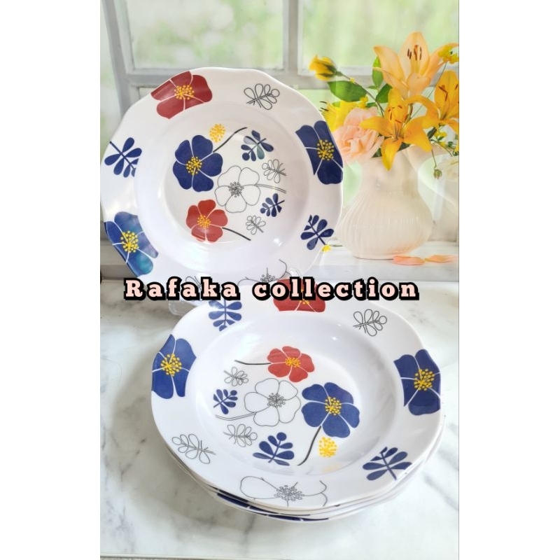 Jual PAKET 12PCS PIRING MAKAN BULAT MELAMIN MOTIF B.BIRU UKURAN 9inch ...
