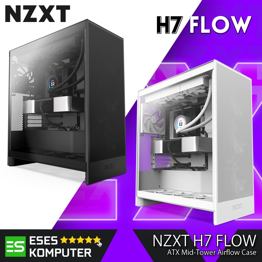Jual Case NZXT H7 FLOW Black / White ATX Mid-Tower Airflow Case ... Jual Case NZXT H7 FLOW Black / White ATX Mid-Tower Airflow Case ...