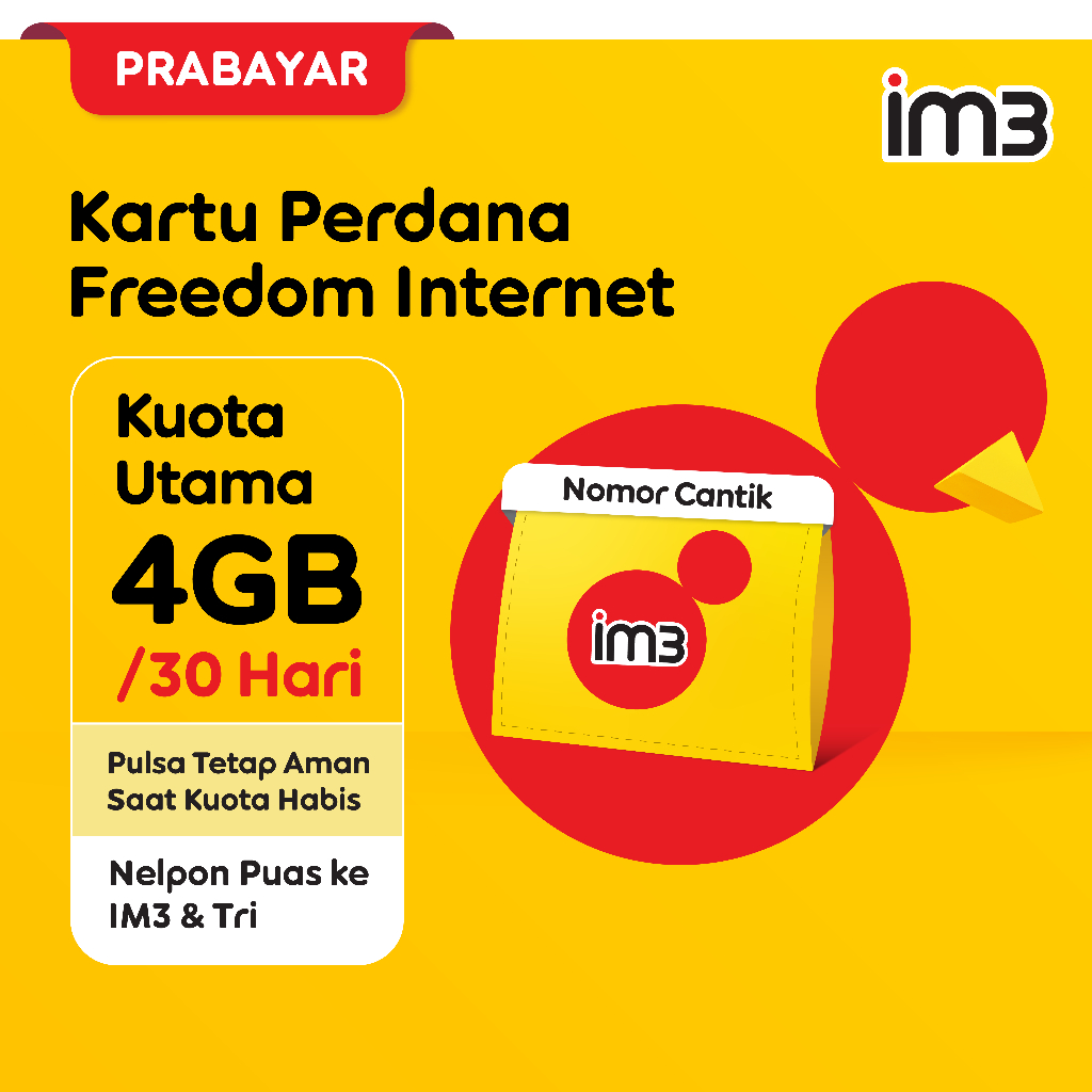 Jual Kartu Perdana IM3 Freedom Internet NOMOR CANTIK | Shopee Indonesia
