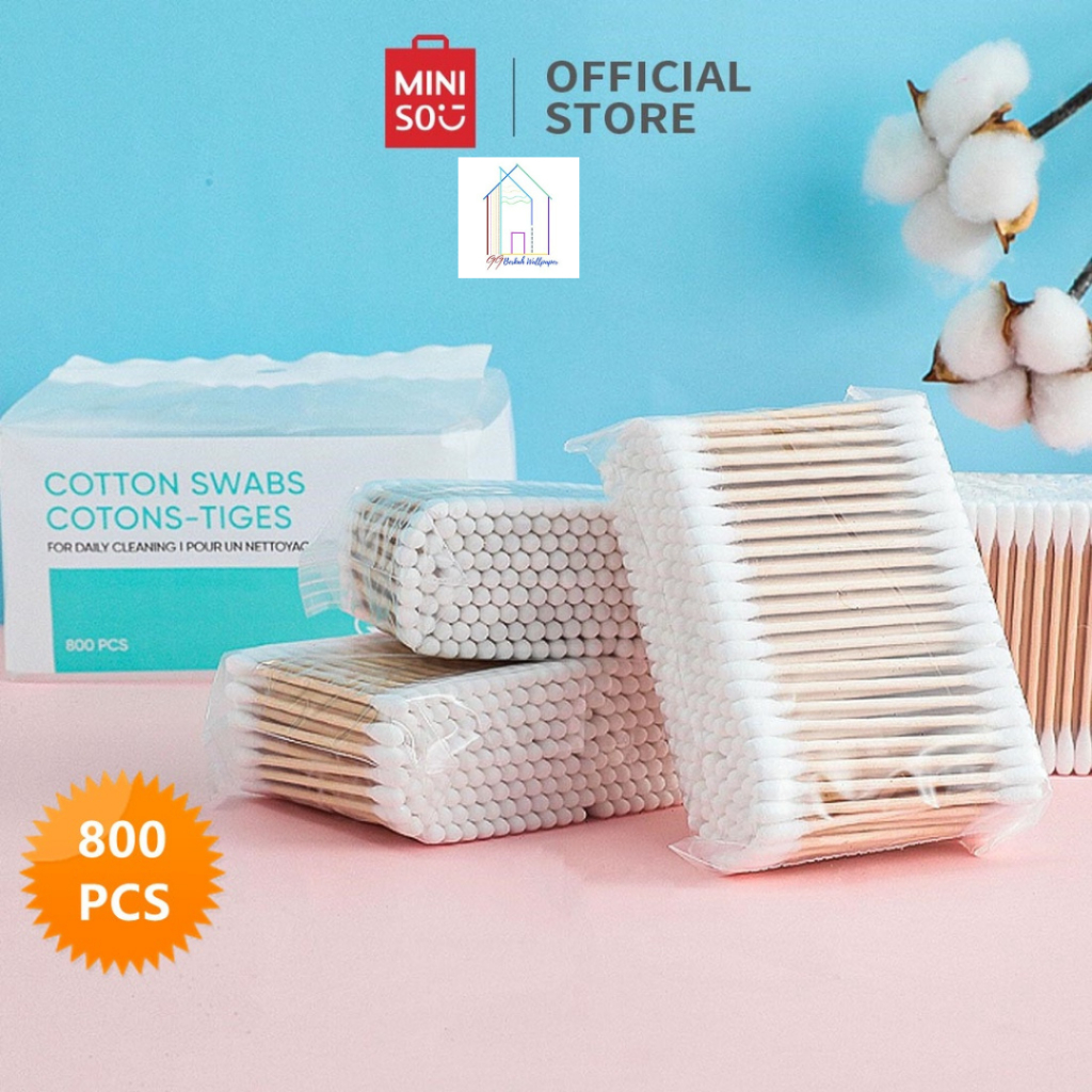 Jual MINISO korek kuping cotton bud 800pcs Cotton Swab Katun Swabs ...