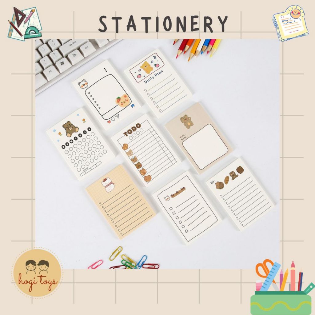 Jual Sticky Notes Memo Kecil Mini Catatan Harian Motif Karakter Beruang ...