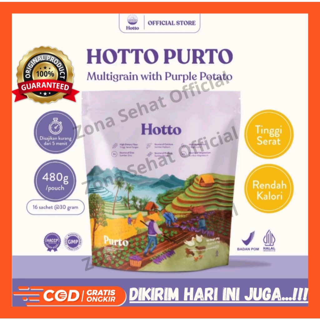Jual HOTTO PURTO MULTIGRAIN ISI 16 SACHET OAT With Purple Potato Ubi ...