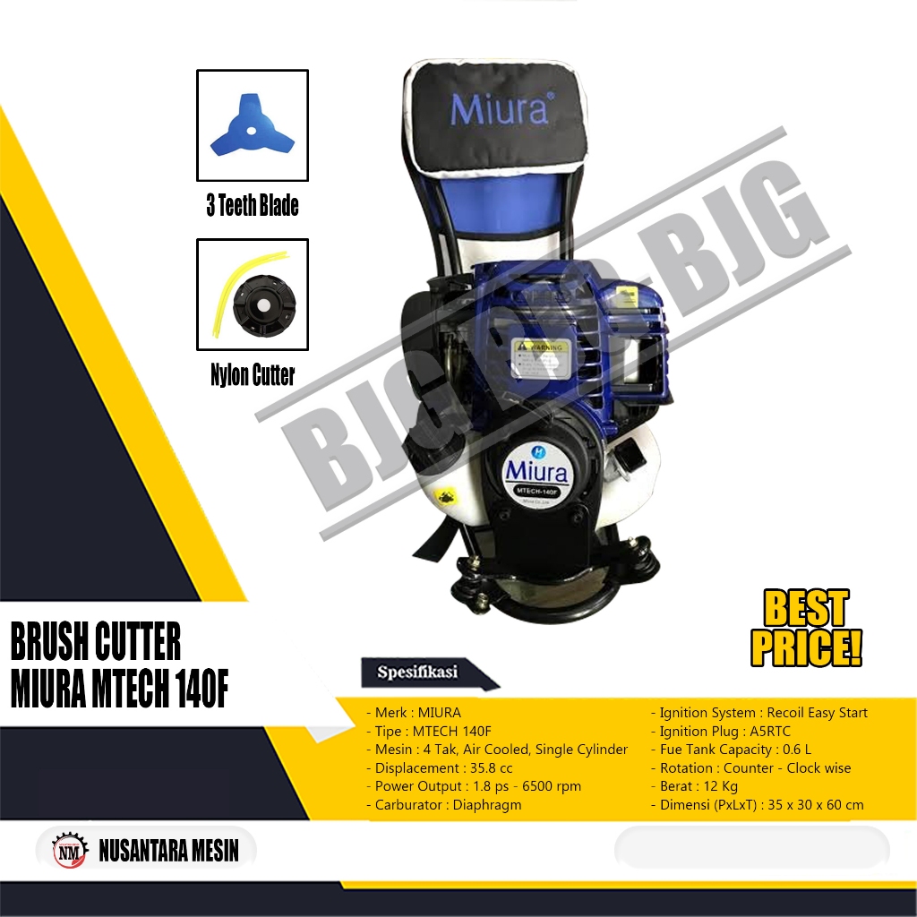 Jual BRUSH CUTTER / MESIN POTONG GENDONG RUMPUT MIURA 4TAK MTECH 140 F ...