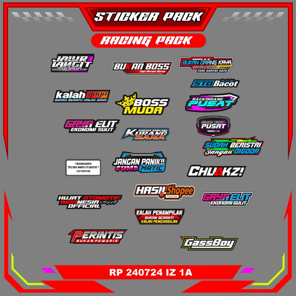Jual Stiker Sticker Setiker Setikker Pack UV DTF Motif Racing Keren ...