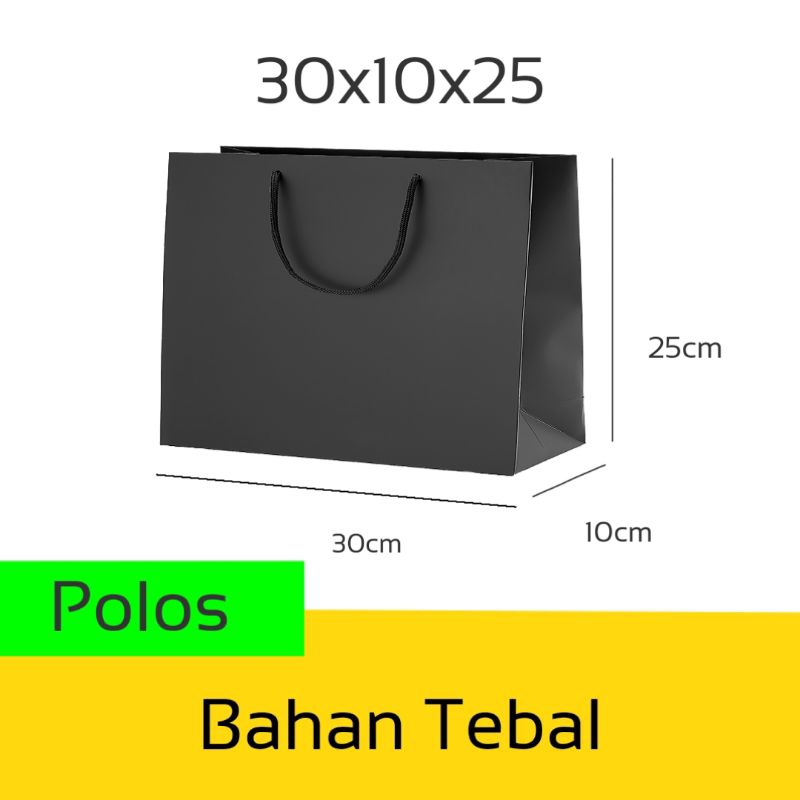 Jual Paper Bag Tas Kertas Hitam Polos Custom Bahan Kraft Tebal Ukuran ...
