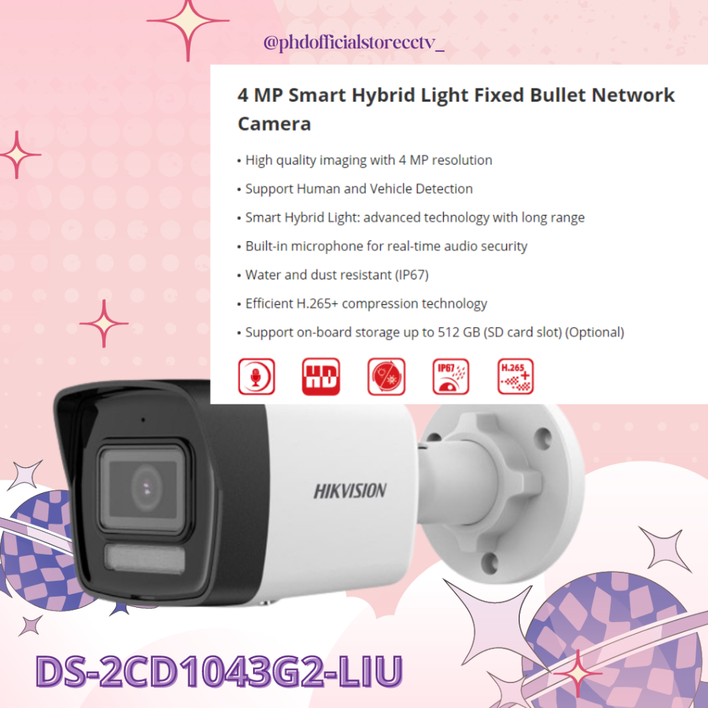 Jual IP Cam DS-2CD1043G2-LIU Hikvision 4 MP Smart Hybrid Light Fixed Bullet Network Camera ...