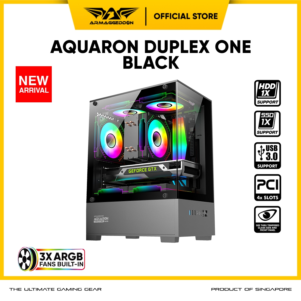 Jual Casing Gaming Armaggeddon Aquaron Duplex ONE ARGB M-ATX with Front ...