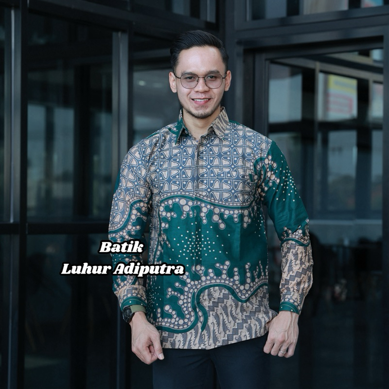 Jual HIJAU EMERALD Kemeja Batik Pria Lengan Panjang dan Pendek Katun Prima Premium Modern Luhur ...