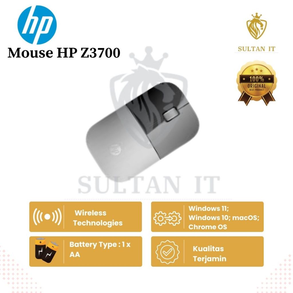 Jual Mouse HP Z3700 Silver Wireless Optical Mouse / Dual Mode Mouse HP ...