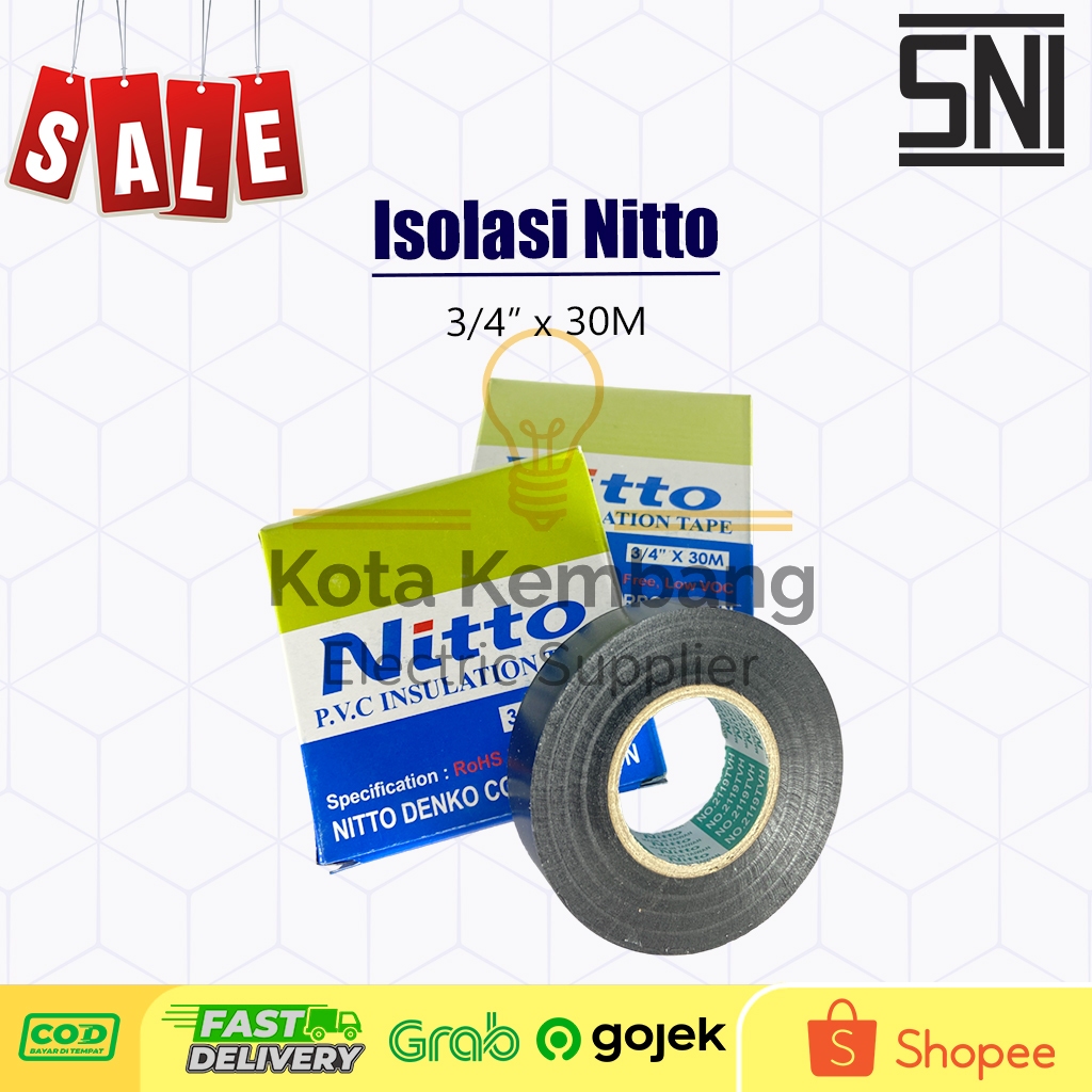 Jual ISOLASI NITTO ORIGINAL 3/4 x 30 / ISOLASI NITO LISTRIK PVC ...