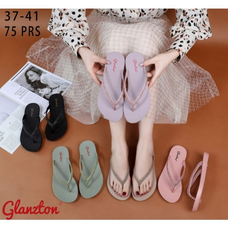 Jual L1913-1 Sandal Jepit Karet Jelly Wanita Tali Glitter Blink ...