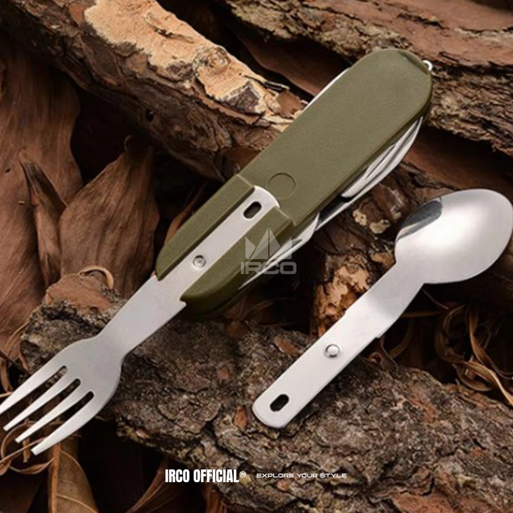 Jual IRCO Sendok Garpu Pisau Lipat Set Stainless Outdoor Free Pouch ...