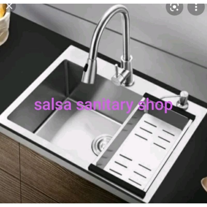 Jual paket Inobe kitchen sink 6045 stainless / kran tarik ( keranjang ...