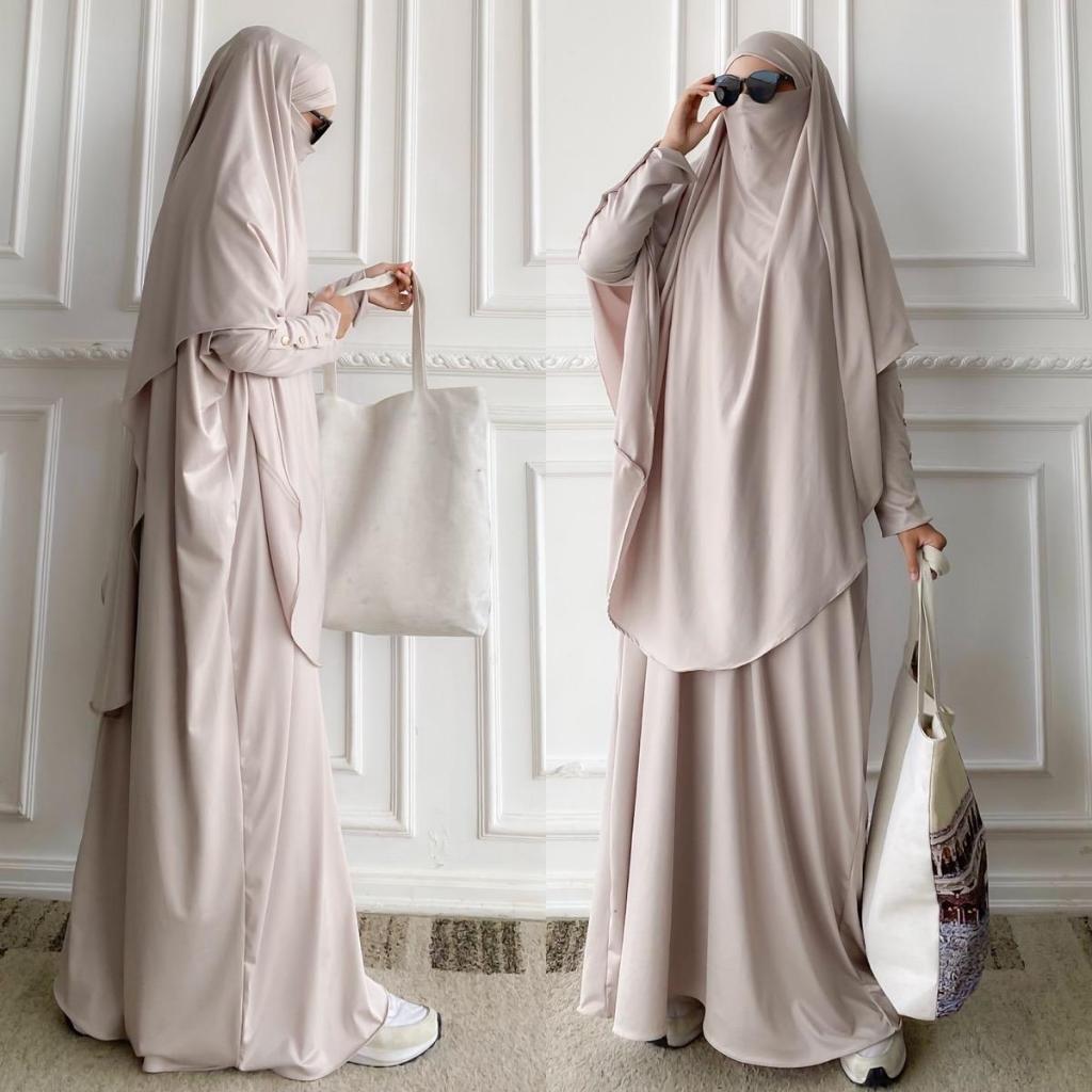 Jual Dress Syari Set Muslim Fatimah Abaya Set Jersey bonus French ...