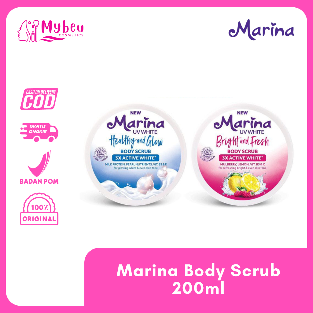 Jual Marina UV White Body Scrub Bright & Fresh I Healthy and Glow 200ml ...