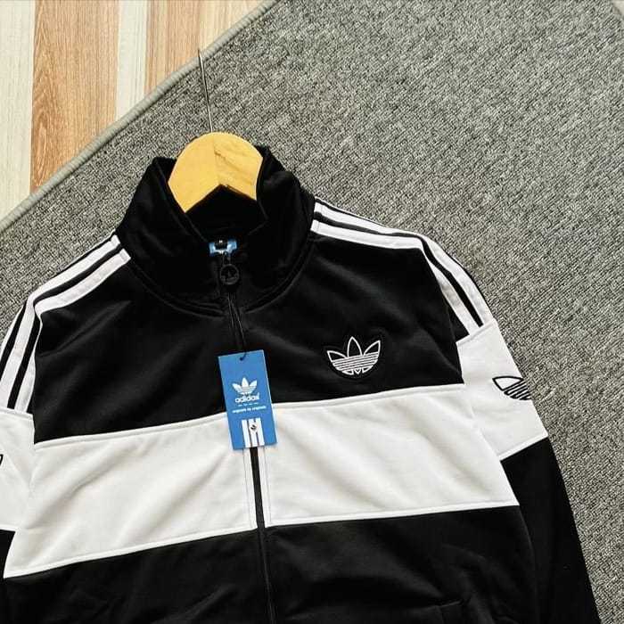 Jual Jaket Tracktop Pria Addidass 3D Hitam Putih Kasual Logo Bordir Premium Jaket Pria Wanita ...