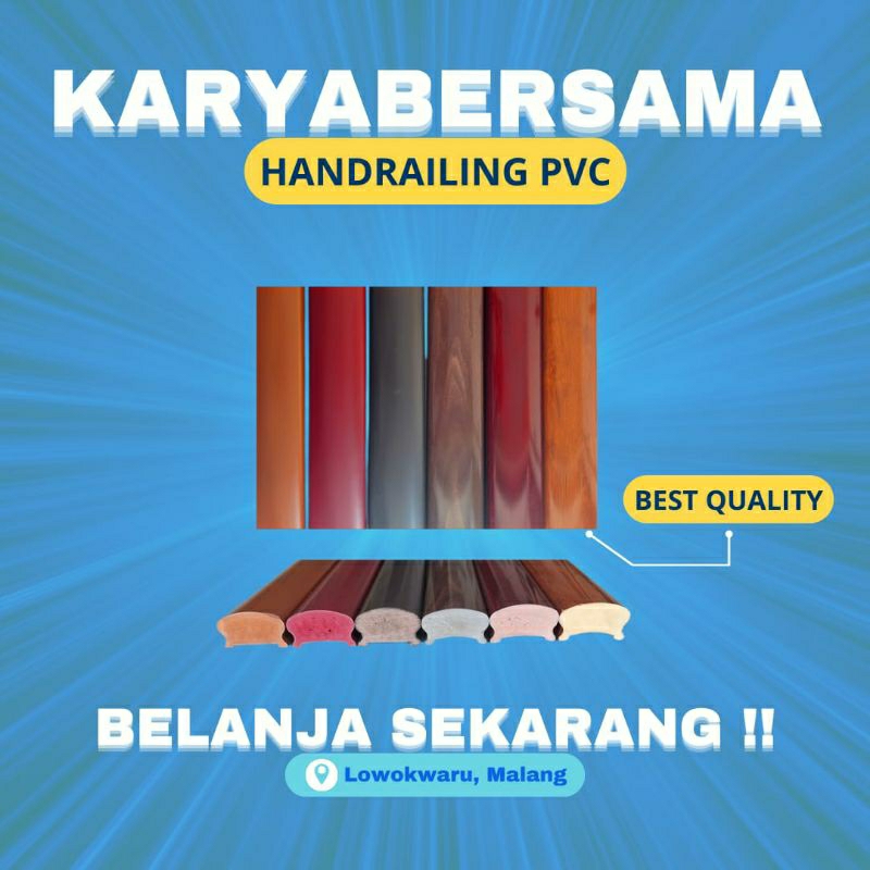 Jual Handrailing pvc / Pegangan railing tangga pvc serat kayu / Handle ...