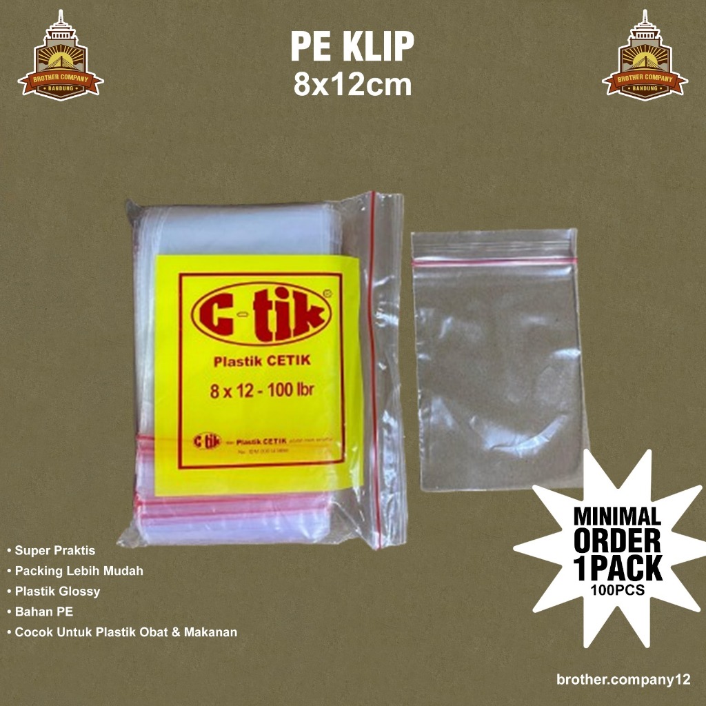 Jual Plastik klip 8x12 bening isi 100 lembar plastik ziplock/plastik ...