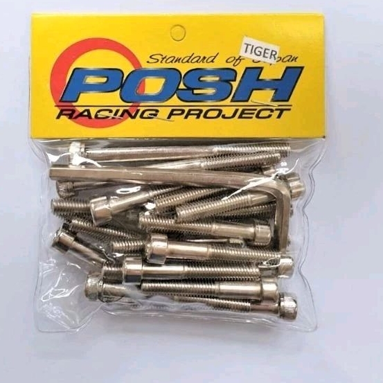 Jual Baut Blok Mesin L Tiger Megapro Set Kiri - Kanan Posh | Shopee Indonesia
