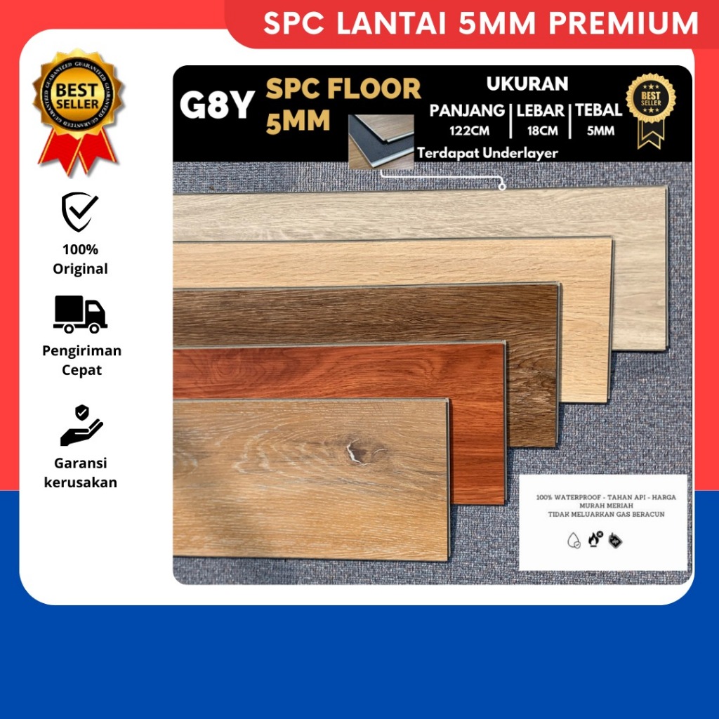 Jual SPC LANTAI klik 4mm dan 5mm MURAH Isi 10Lembar (2,26m)/SPC ...