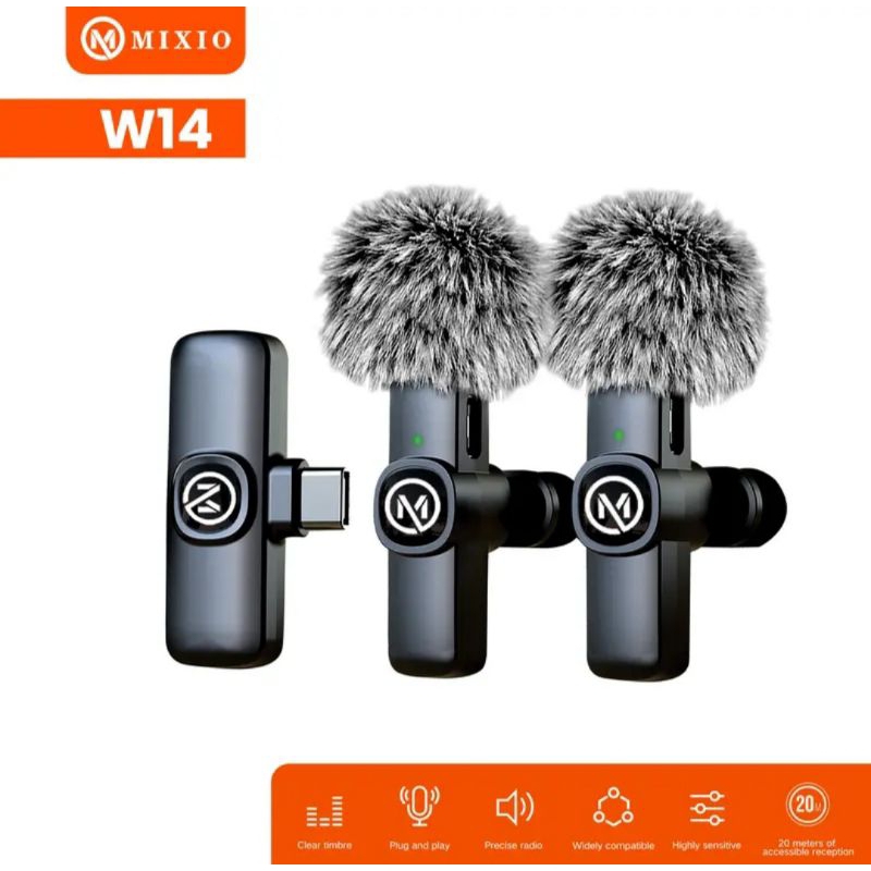Jual MIXIO W14 Mic Wireless Clip on Microphone Mikrofon Lavalier HP ...