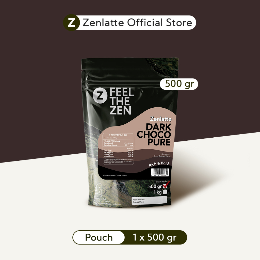 Jual Zenlatte Dark Choco Pure - Bag 500gr | Dark Chocolate Powder ...
