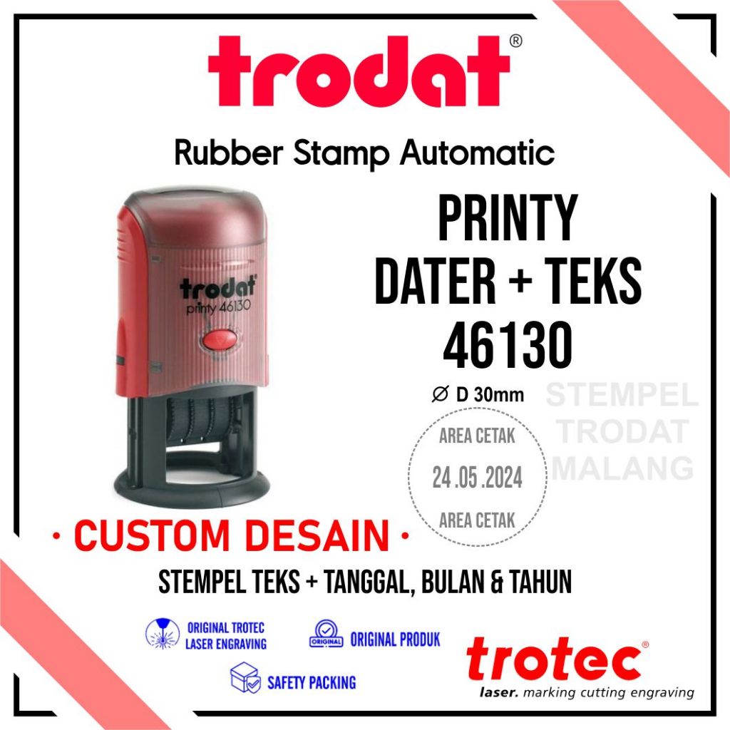 Jual Stempel Trodat 46130 bulat (Diameter 30mm) Stempel text + tanggal bulan tahun | Shopee ...