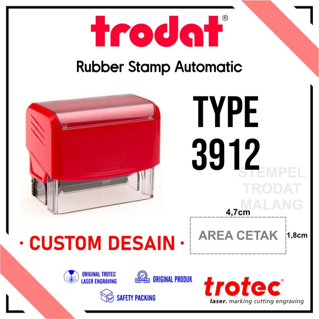 Jual stempel trodat 3912 (47x18 mm) Stempel Warna Otomatis, Original Trodat | Shopee Indonesia