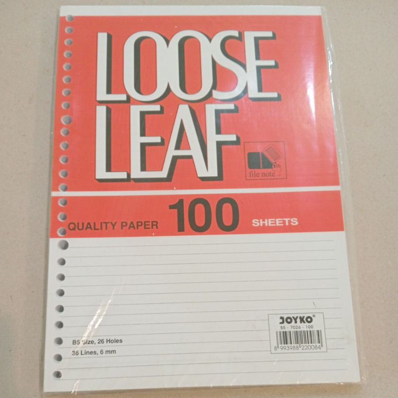 Jual loose leaf B5 100 lembar Joyko putih bergaris 1 pcs | Shopee Indonesia