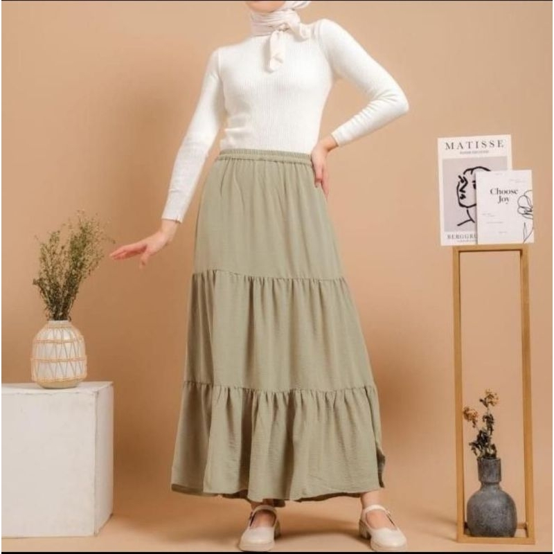 Jual ROK KOREAN STYLE RUFFLE SKIRT ROK WANITA SUSUN CRINKLE AIRFLOW ...