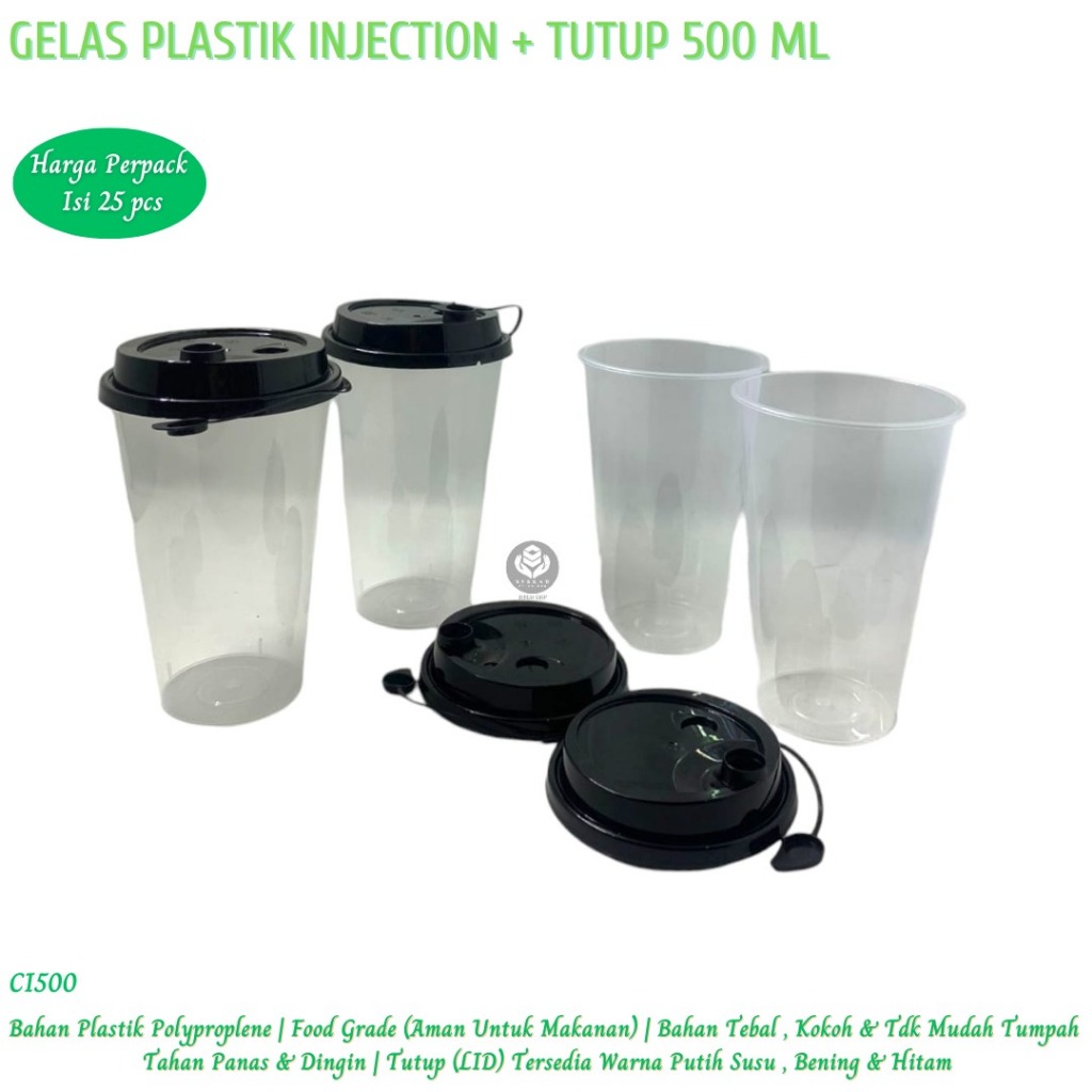 Jual Gelas Boba 17 Oz Plus Tutup Cup Injection 500 Ml (Isi 25 Set - C ...