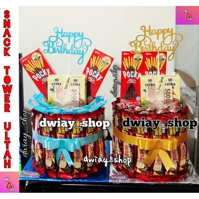 Jual SNACK TOWER BIRTHDAY / SNACK TOWER ULTAH KEKINIAN / KUE ULTAH ...