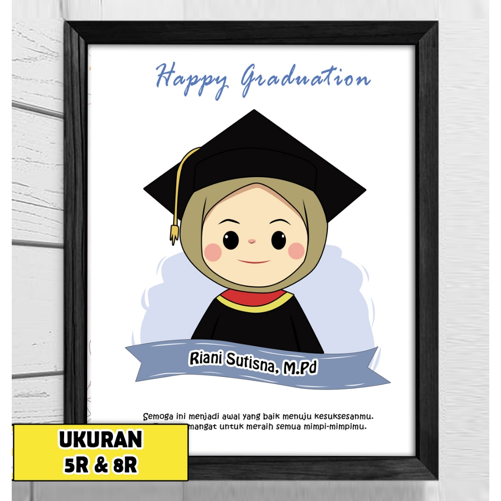 Jual [ SUDAH CETAK + FRAME ] Kado Wisuda / Kado wisuda Kartun / Kado ...