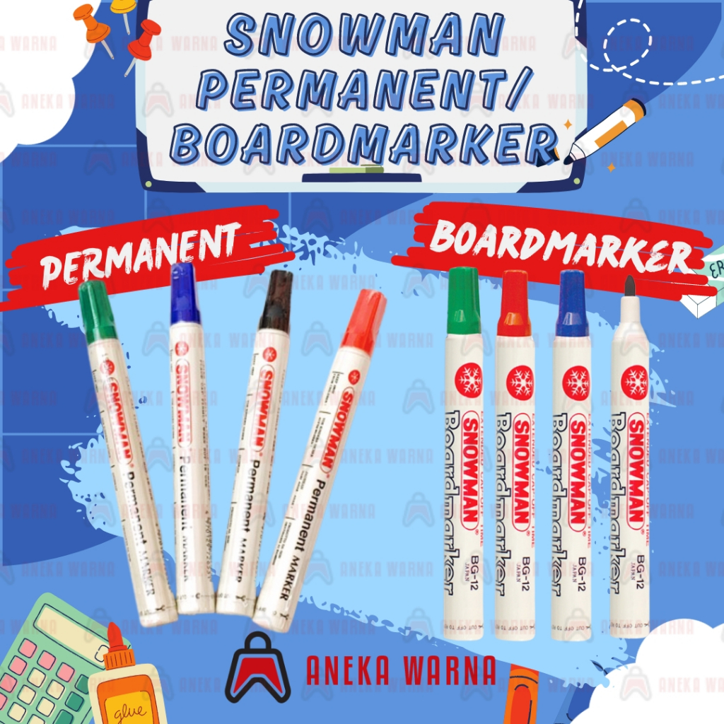 Jual SPIDOL SNOWMAN PERMANENT/NON PERMANENT (BOARDMARKER) | WARNA HITAM ...