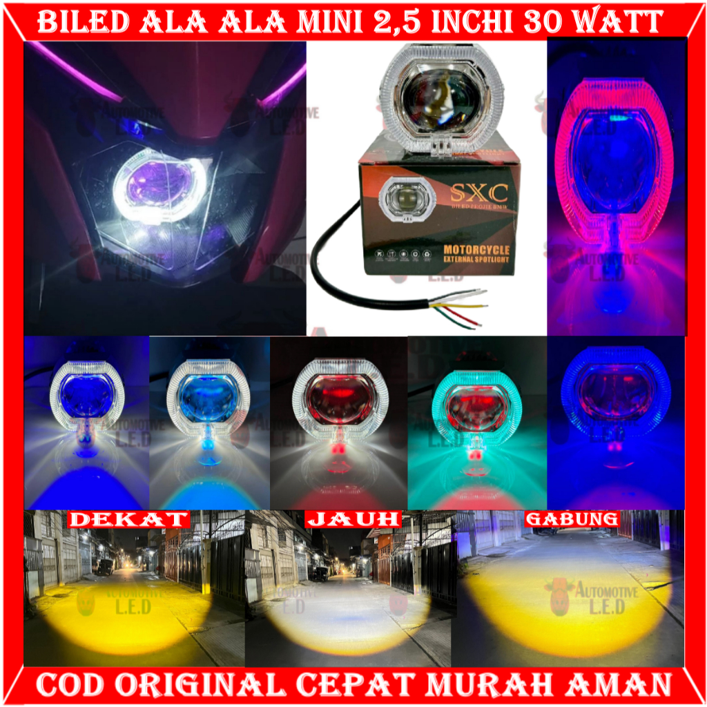 Jual ORIGINAL BILED ALA ALA 2,5 INCHI MINI 30 WATT 5 KABEL 1 LENSA ...