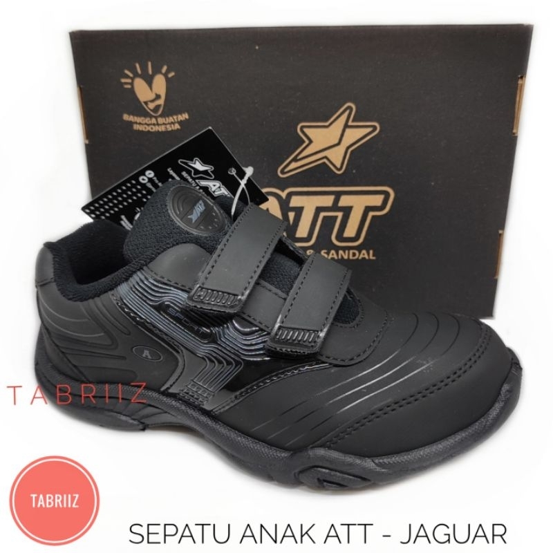 Jual Sepatu Anak Sekolah SD TK ATT PRO ATT JAGUAR ORIGINAL Sepatu Anak cowok cewek Hitam ...