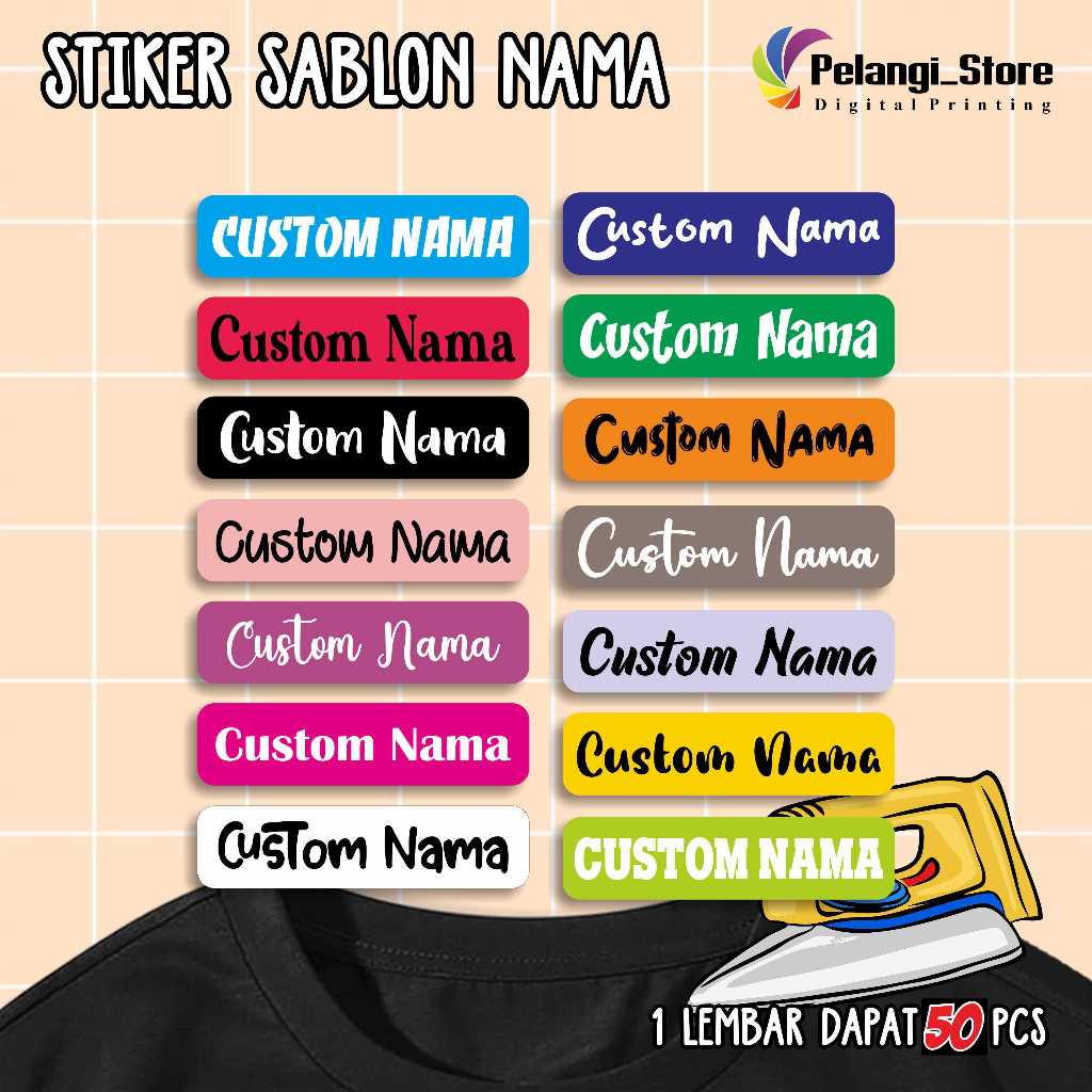 Jual Sticker Label Nama Kain Baju Isi 50Pcs Stiker Kain Label Nama Baju ...