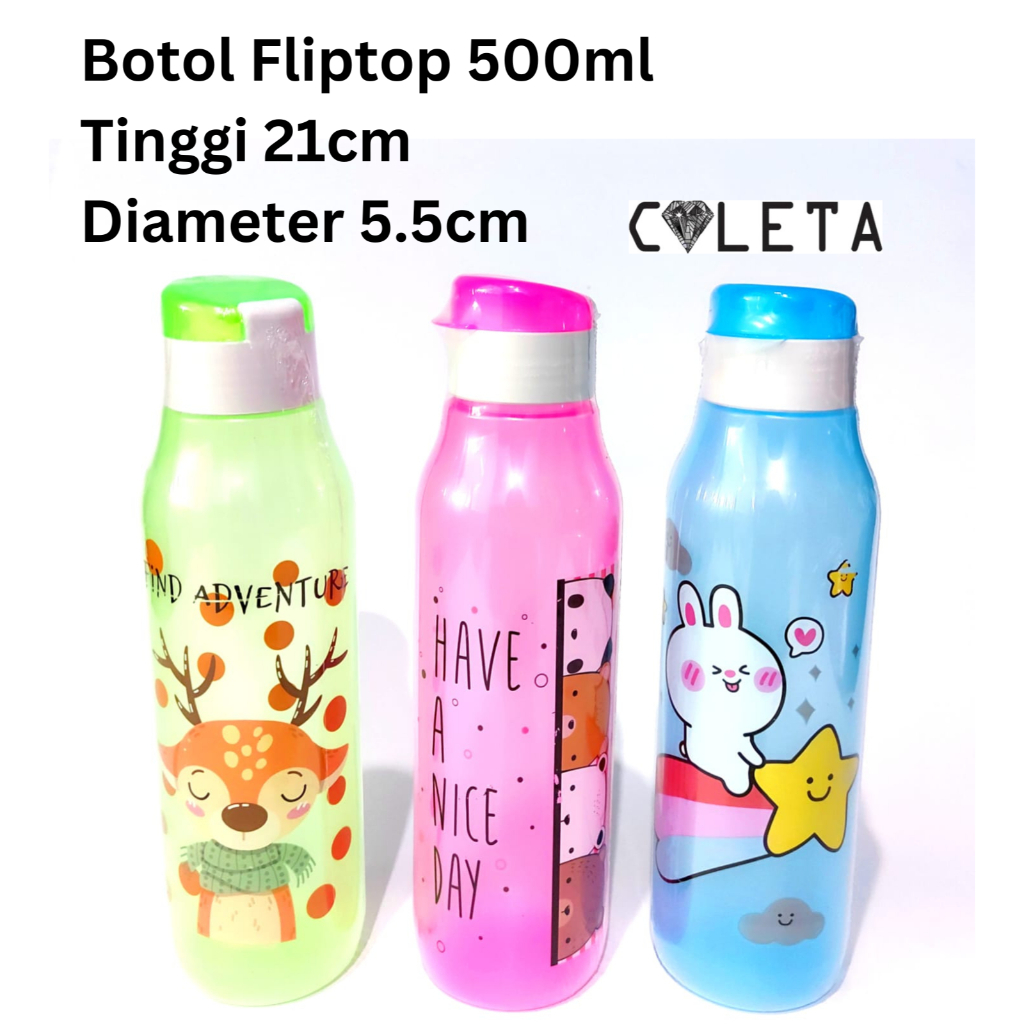 Jual BOTOL FLIPTOP 500ML /BOTOL MINIM 500ML / BOTOL ANAK SEKOLAH ...