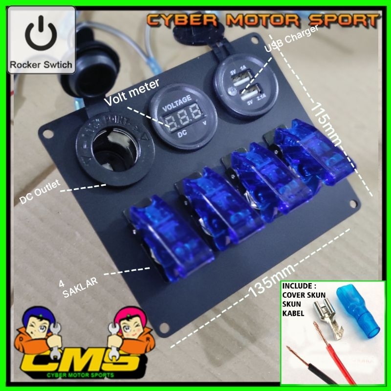 Jual Saklar 12v universal sakelar switch lampu LED dashboard panel volt ...