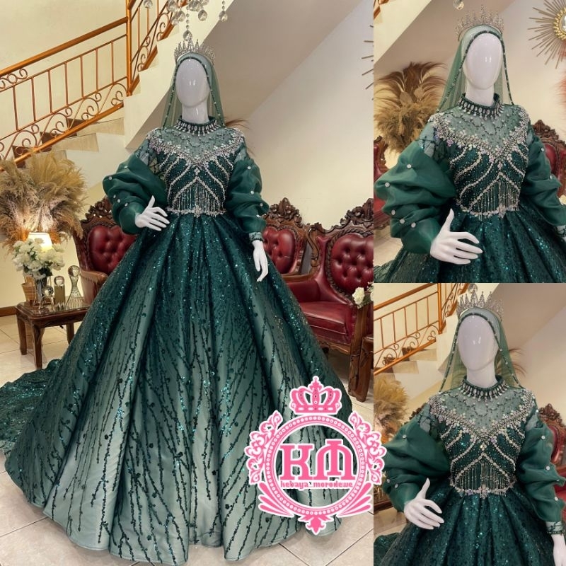 Jual Gaun pengantin gradasi sekuin / ballgown gradasi / wedding dress ...