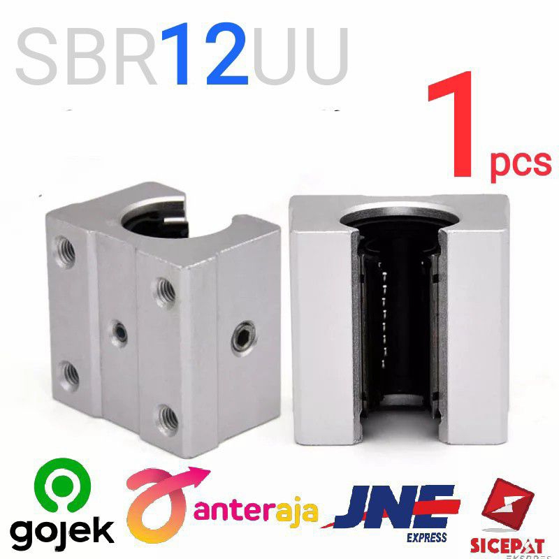 Jual SBR12UU SBR12 SBR 12 UU as 12mm linear guide blok bearing block ...