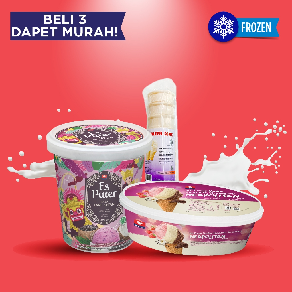 Jual DIAMOND ICE CREAM NEAPOLITAN 700 ML ES PUTER TAPE KETAN 473 ML ...