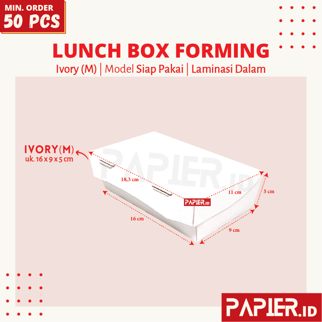 Jual Lunch Box Paper Forming Ivory uk. M Laminasi Dalam / Box Nasi Siap Pakai Kotak Makan Putih ...
