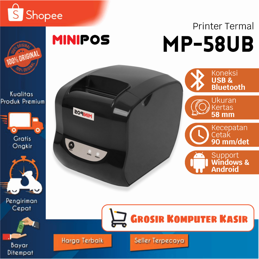 Jual MINIPOS Printer Thermal MP-58U/UB | Cepat | Awet | USB & Bluetooth | Support Windows ...