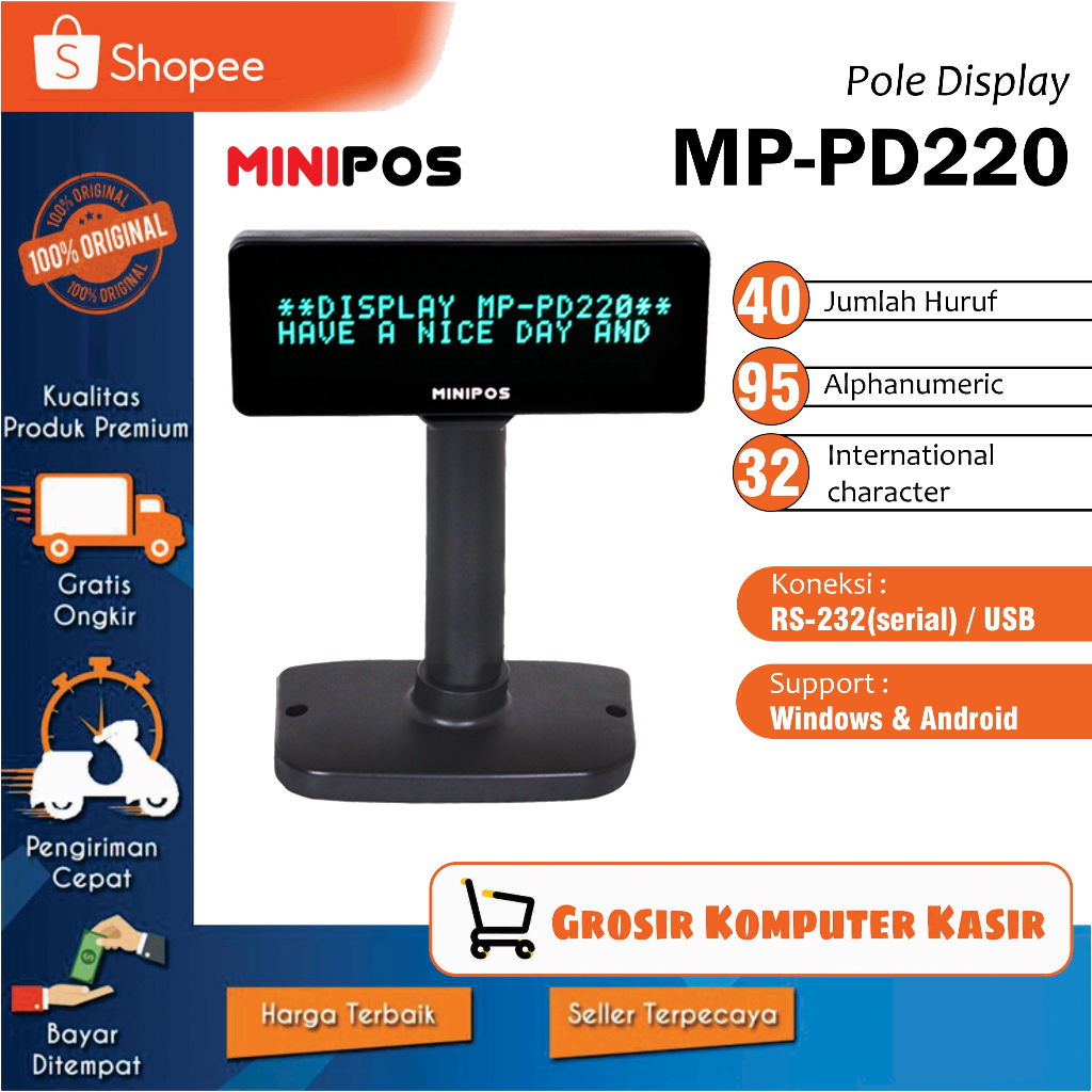 Jual MINIPOS Pole Display MP-PD220 | USB (Platinum) | Customer Display ...