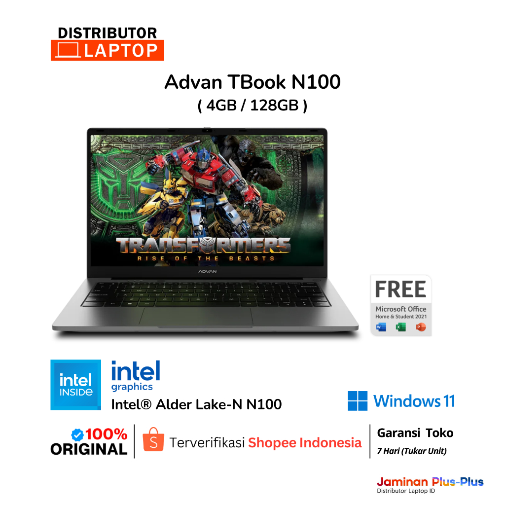 Jual Laptop ADVAN TBook [ N100 4GB/128GB eMMC UHD Grapichs Win11 Grey ...