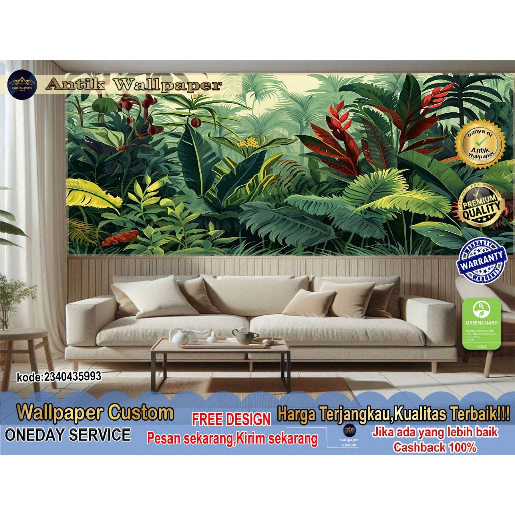 Jual Wallpaper & Wallstiker Custom 3D Tema Tropical | Leaf | Daun ...