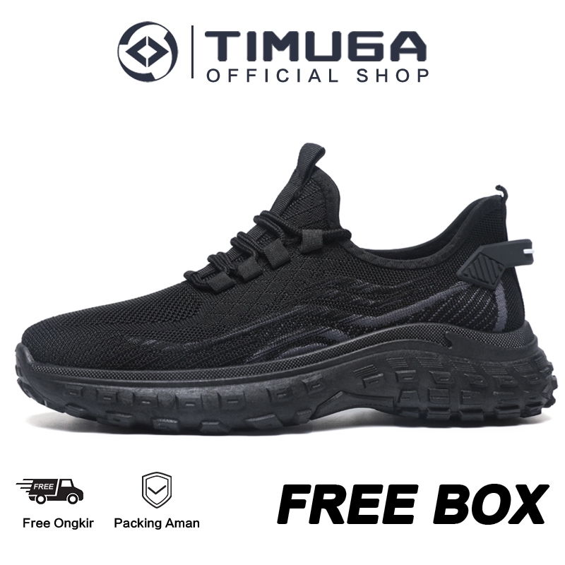 Jual TIMUGA Sepatu Pria Sneakers Hitam Casual Sepatu Sekolah Cowok ...